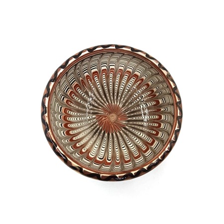 Castron din ceramica, decor traditional Horezu, model coada de paun ...