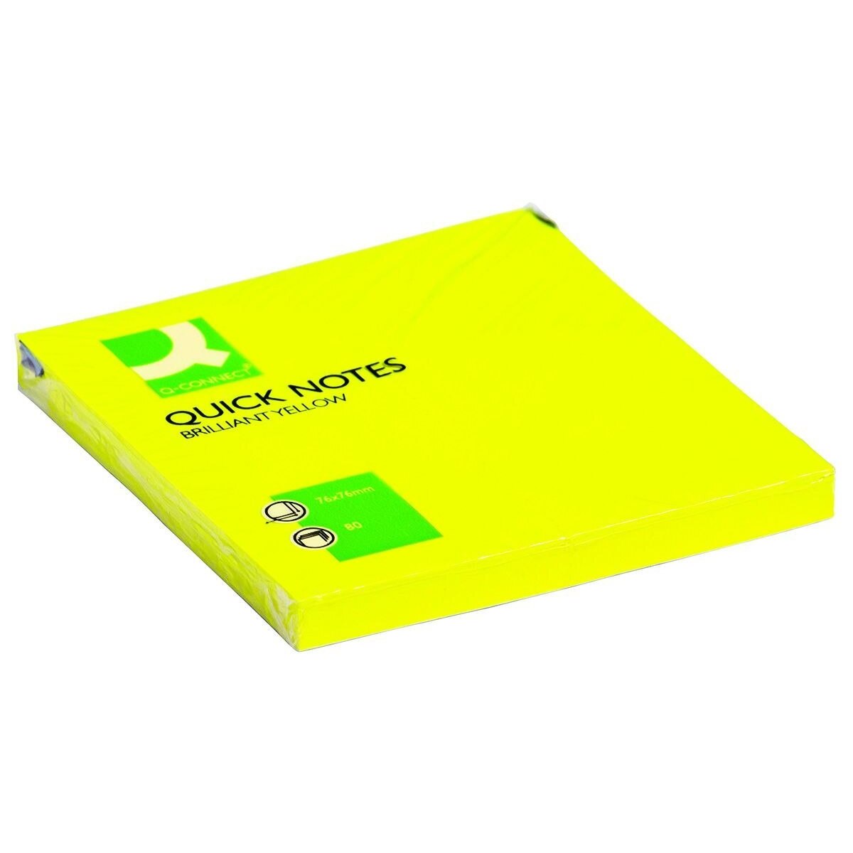 Cub notite adezive Q-CONNECT, 76 x 76 mm, 6 x 80 file BRILLIANT YELLOW ...