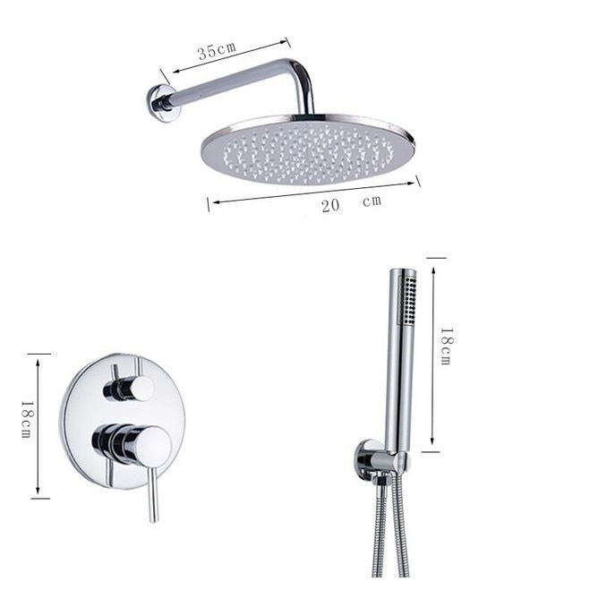 Set de dus argintiu, montat pe perete, Palarie de dus de 20 cm, AquaSpa ...