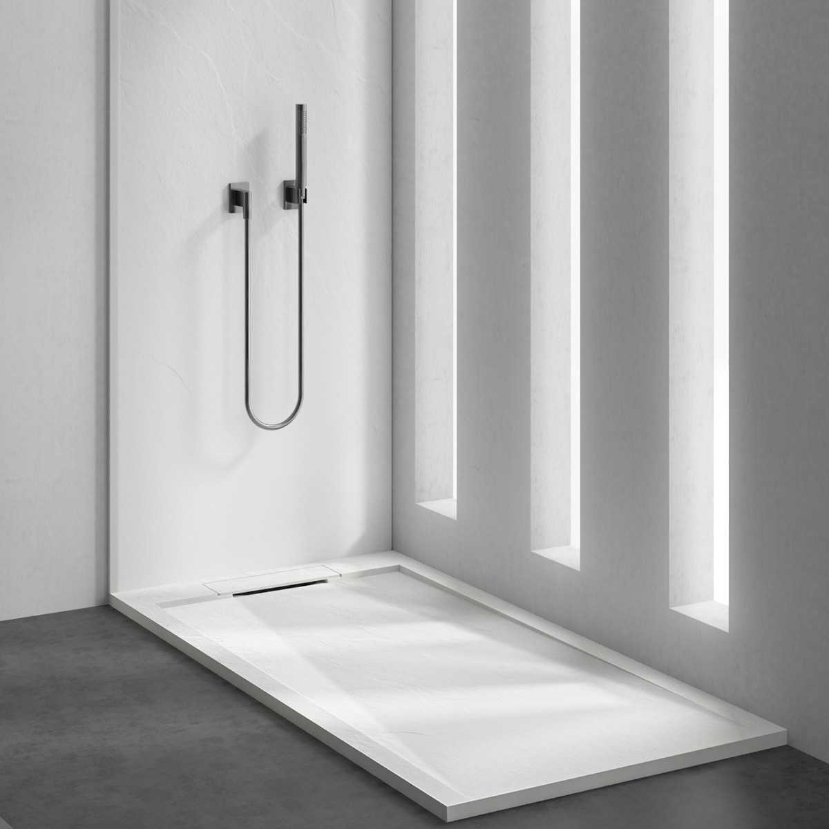 Cadita de dus, compozit mineral, 90 x 90 cm, scurgere ascunsa ...