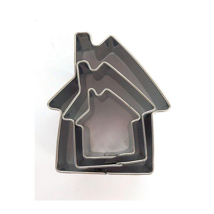 Set 3 forme prajituri, Inox, Model Casa, Argintiu - eMAG.ro