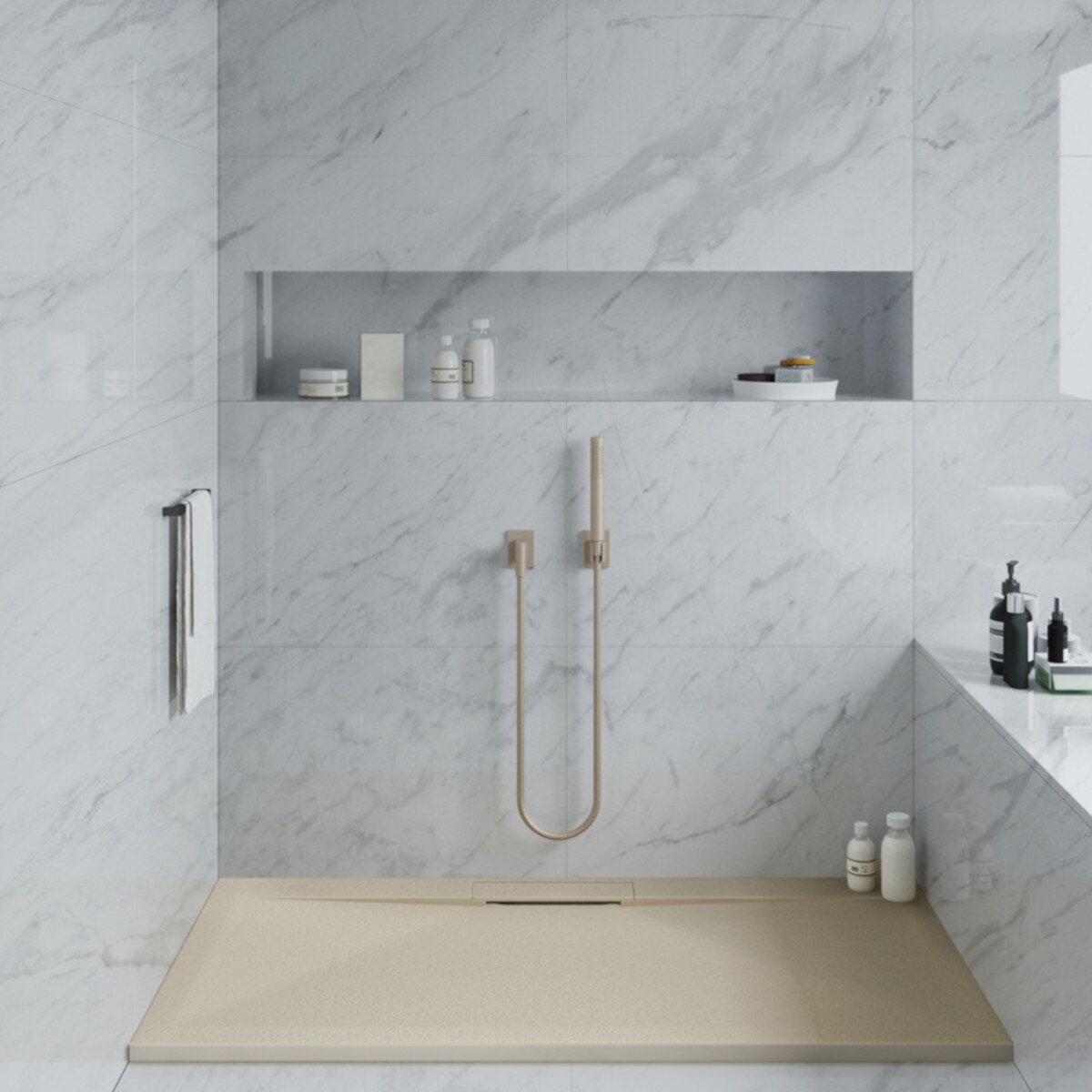 Cadita de dus, compozit mineral, 120x80 cm, scurgere ascunsa ...