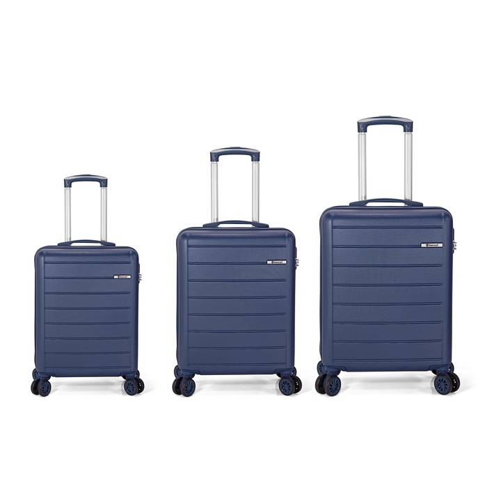 Set Trolere, Benzi, ABS, 4 Roti Duble, BZ 5604 - 3 Piese, Bleumarin ...