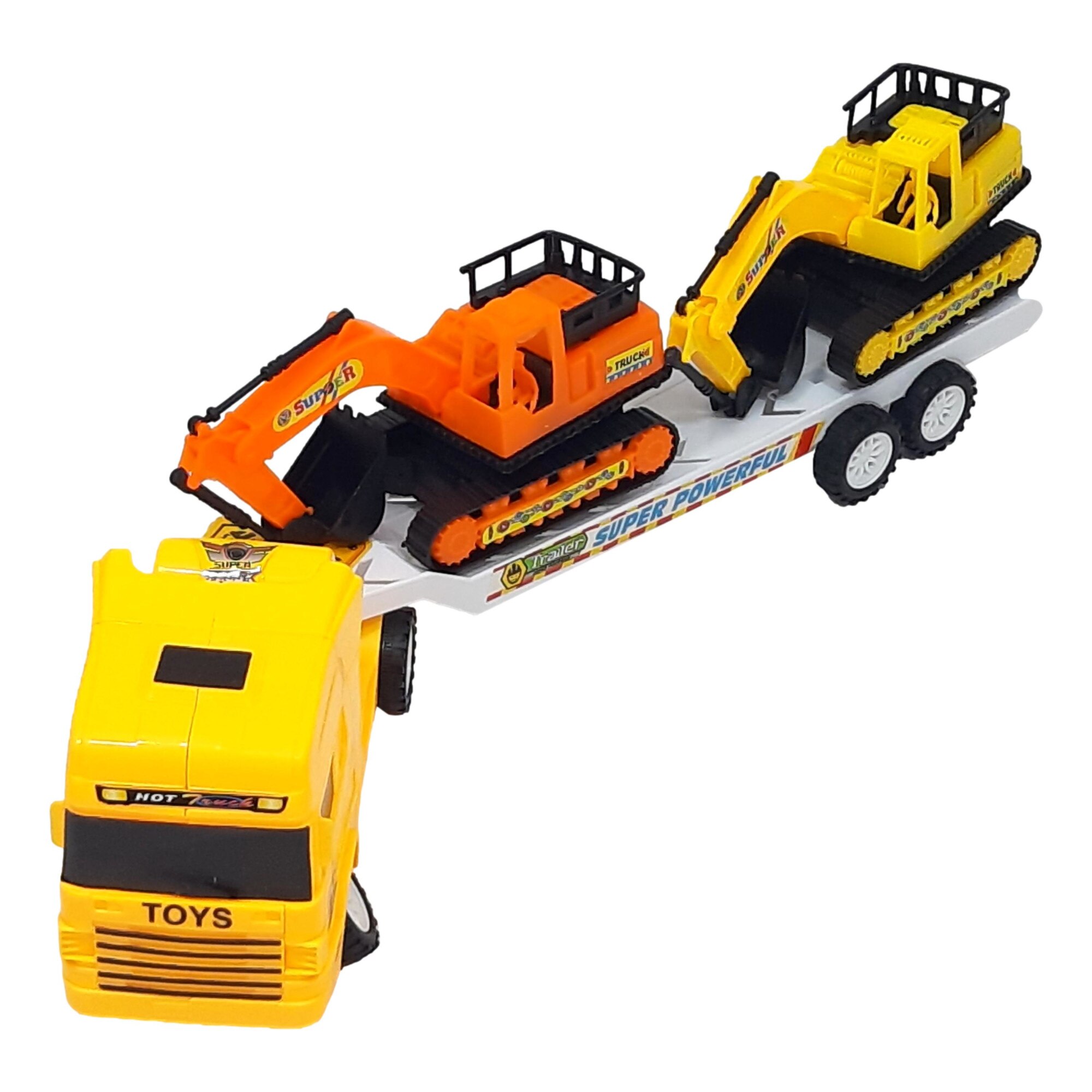 Set 3 masinute,1 X Trailer frictiune cabina galben, 2 mini masini - eMAG.ro