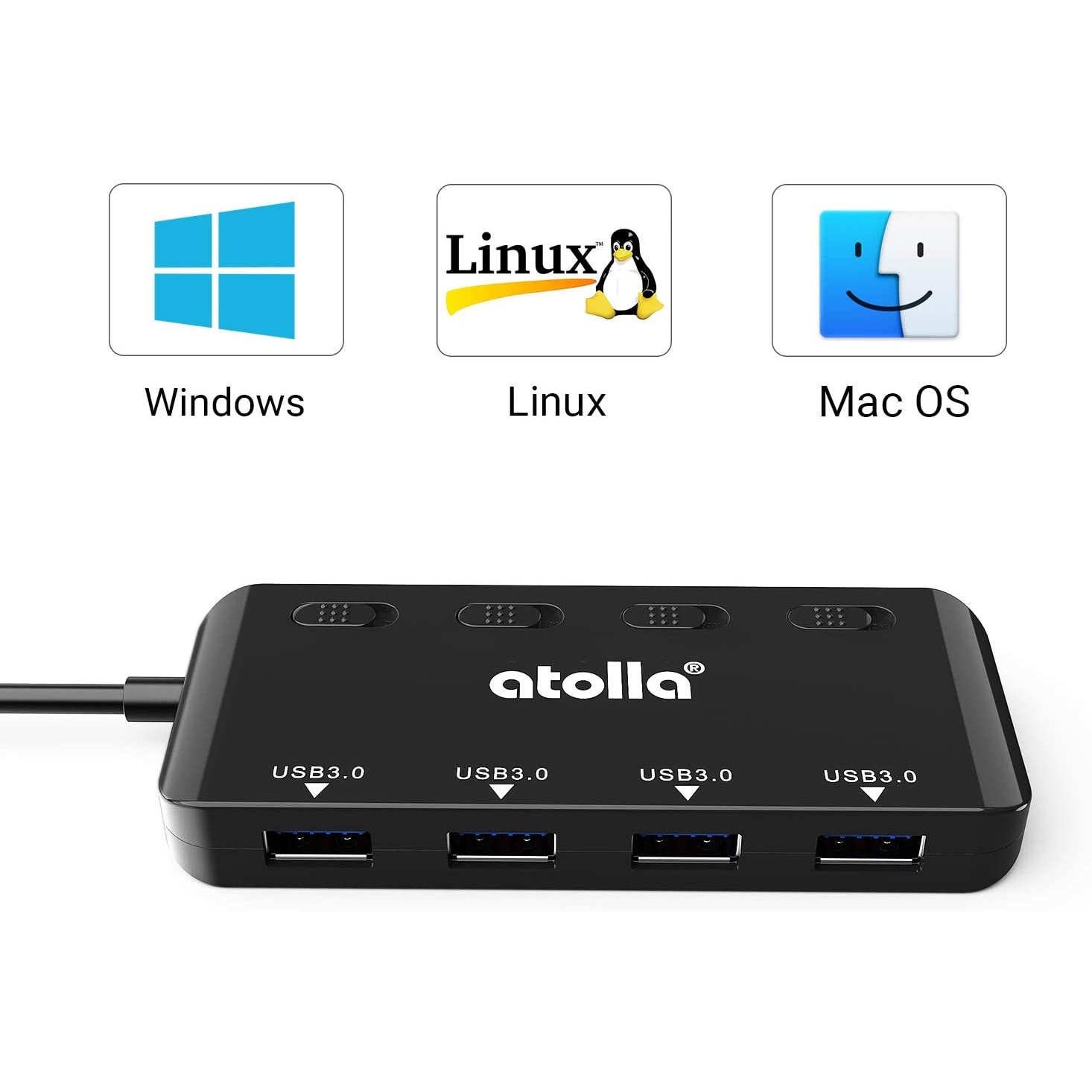 Atolla USB 3.0 hub, 4 port, Led, Fekete - eMAG.hu