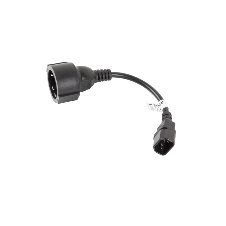 Cablu prelungitor de alimentare UPS/PC, IEC 320 C14 la Schuko mama, 20 ...