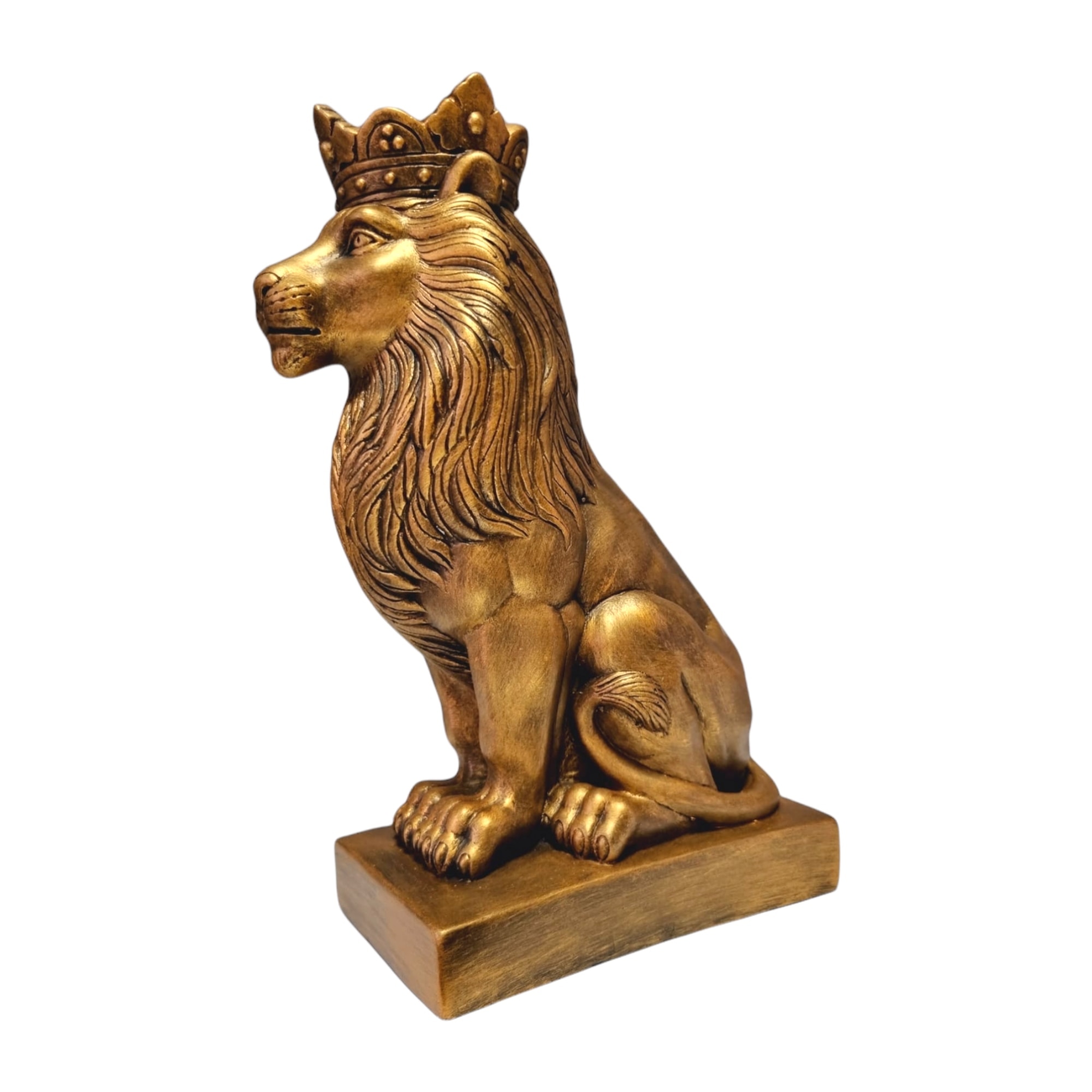 Statueta Regele Leu, culoarea bronzului, realizata manual, 38x23x14 ...