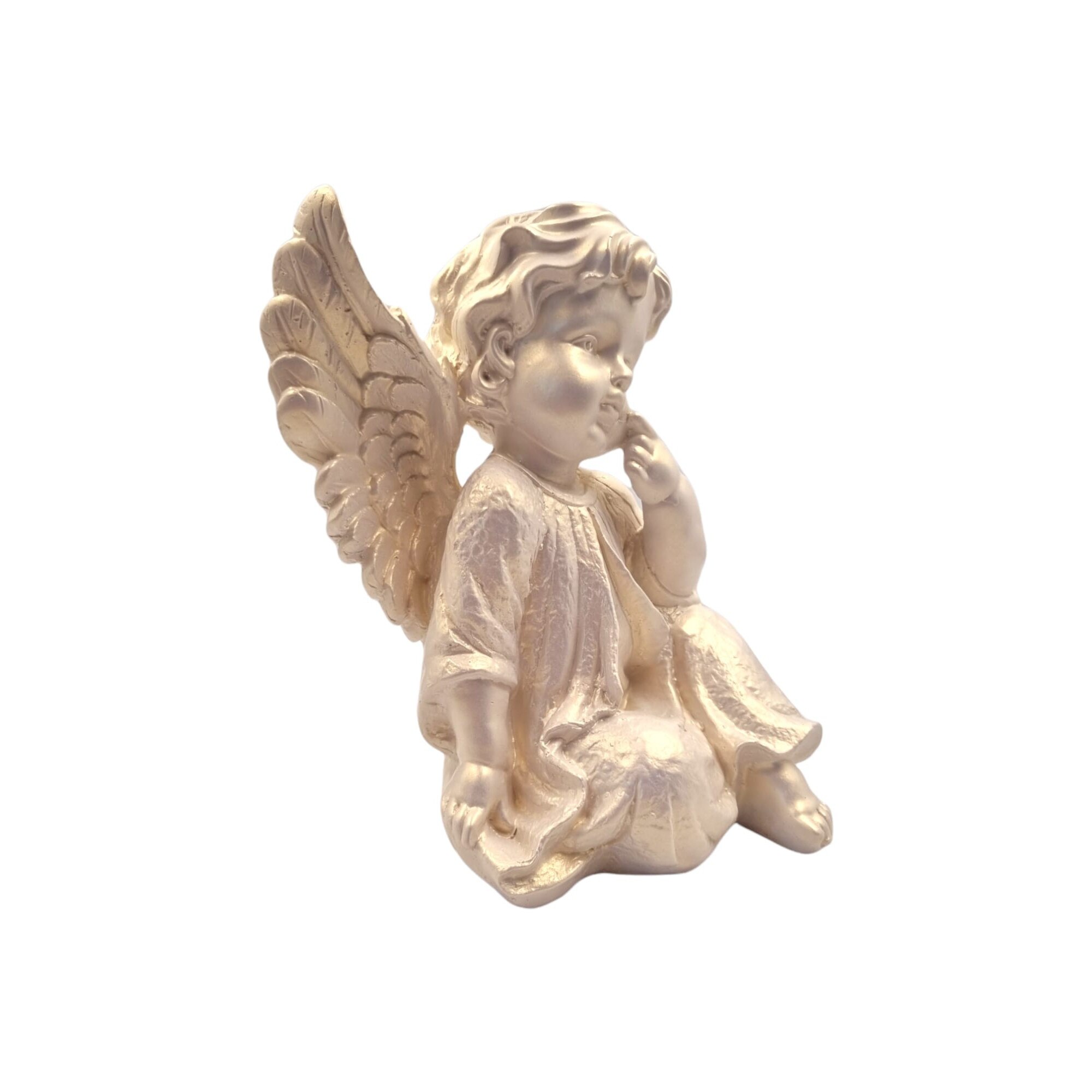 Statueta Inger ganditor, culoarea alb perlat, 25x19x15 - eMAG.ro