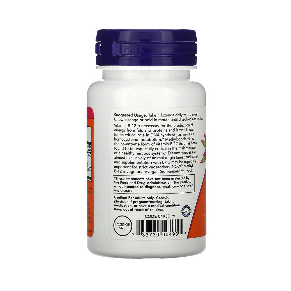 Methyl B-12 Methylcobalamin plus Folate, 5000mcg, Now Foods, 120 ...