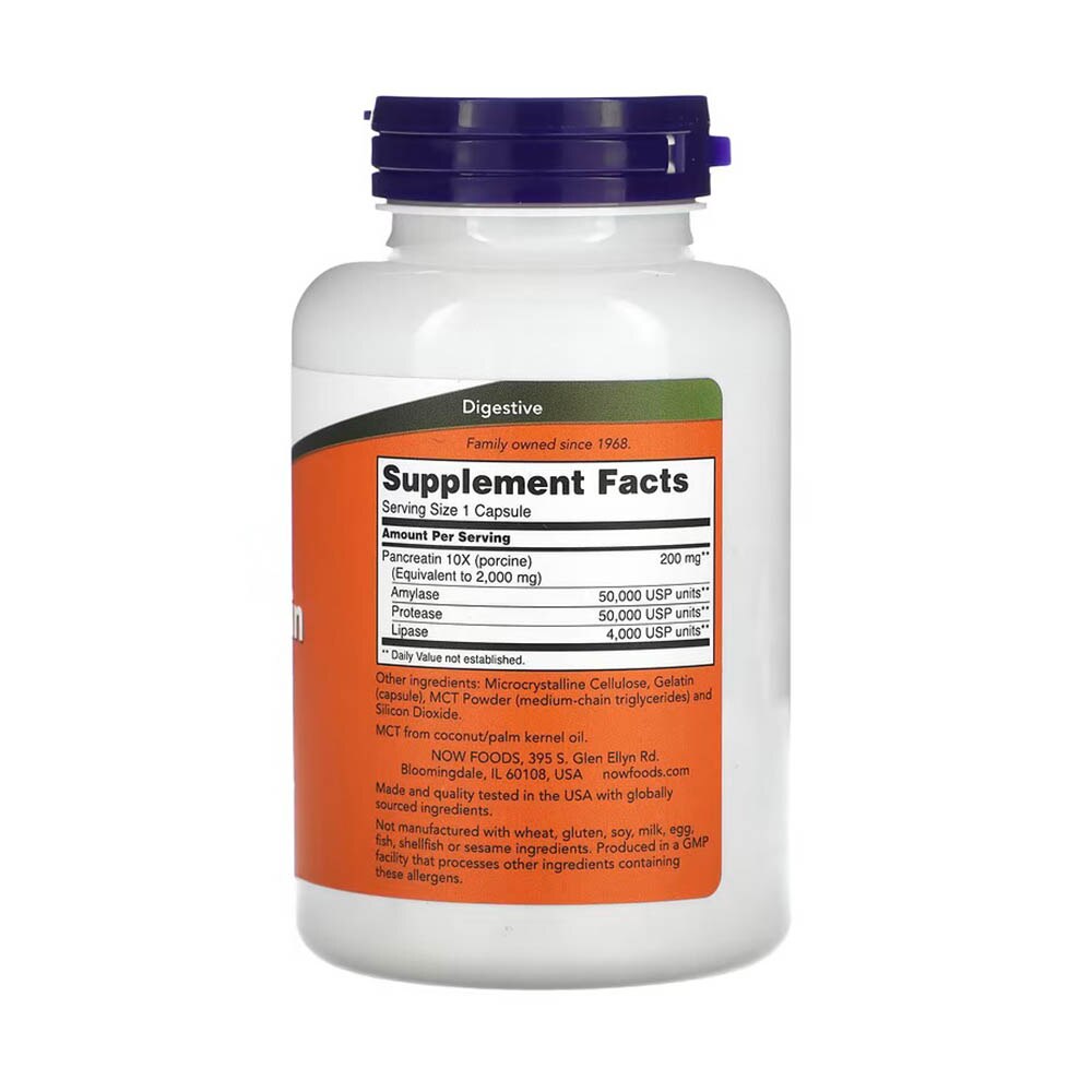 Pancreatin, 10X (Enzime) 2000 mg, Now Foods, 250 capsule - eMAG.ro