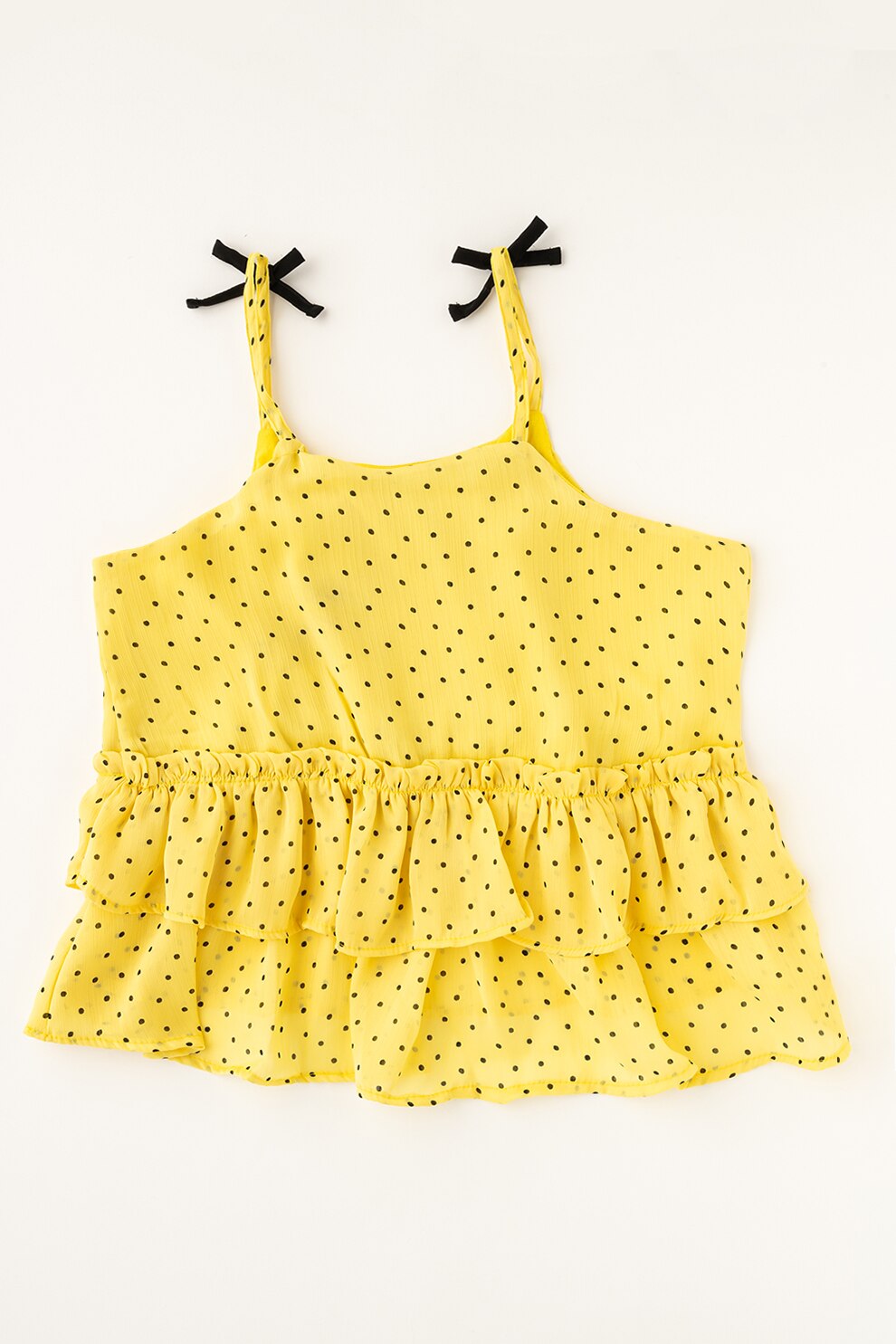 Original Marines, Топ на точки с пеплум кройка, Жълт, Черен - eMAG.bg