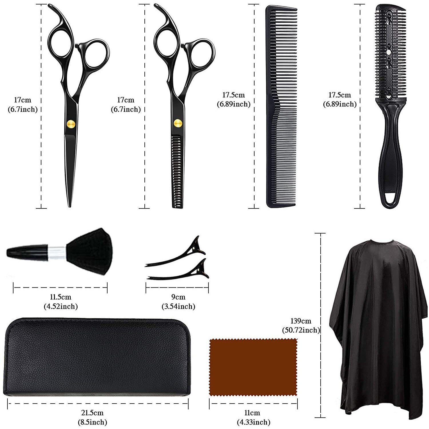 Set 10 foarfece de tuns si filat marime, Vaxiuja,6 inch, cu geanta ...