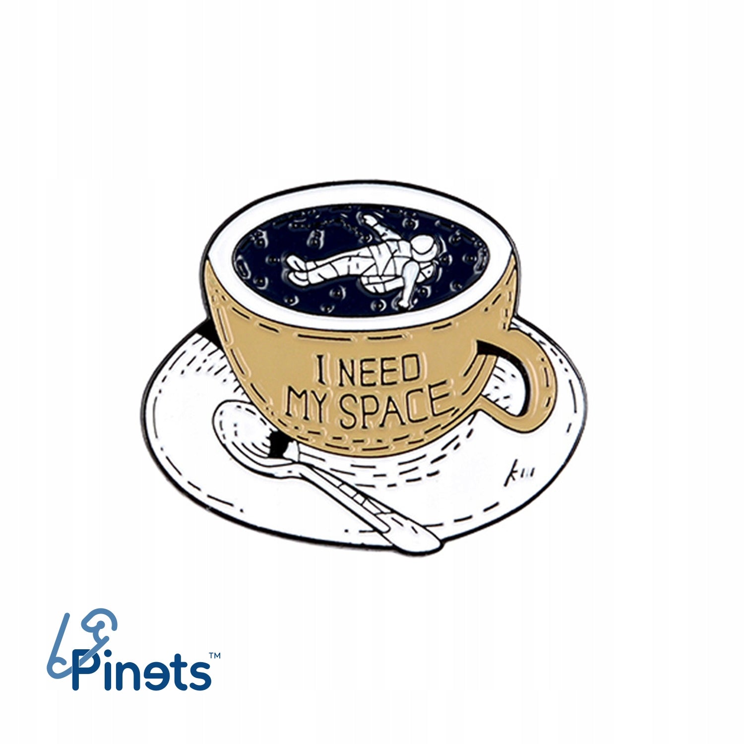 Pin brosa, PINETS, Coaja de cafea cu un cosmonaut, Multicolor, 3 cm x 2 ...