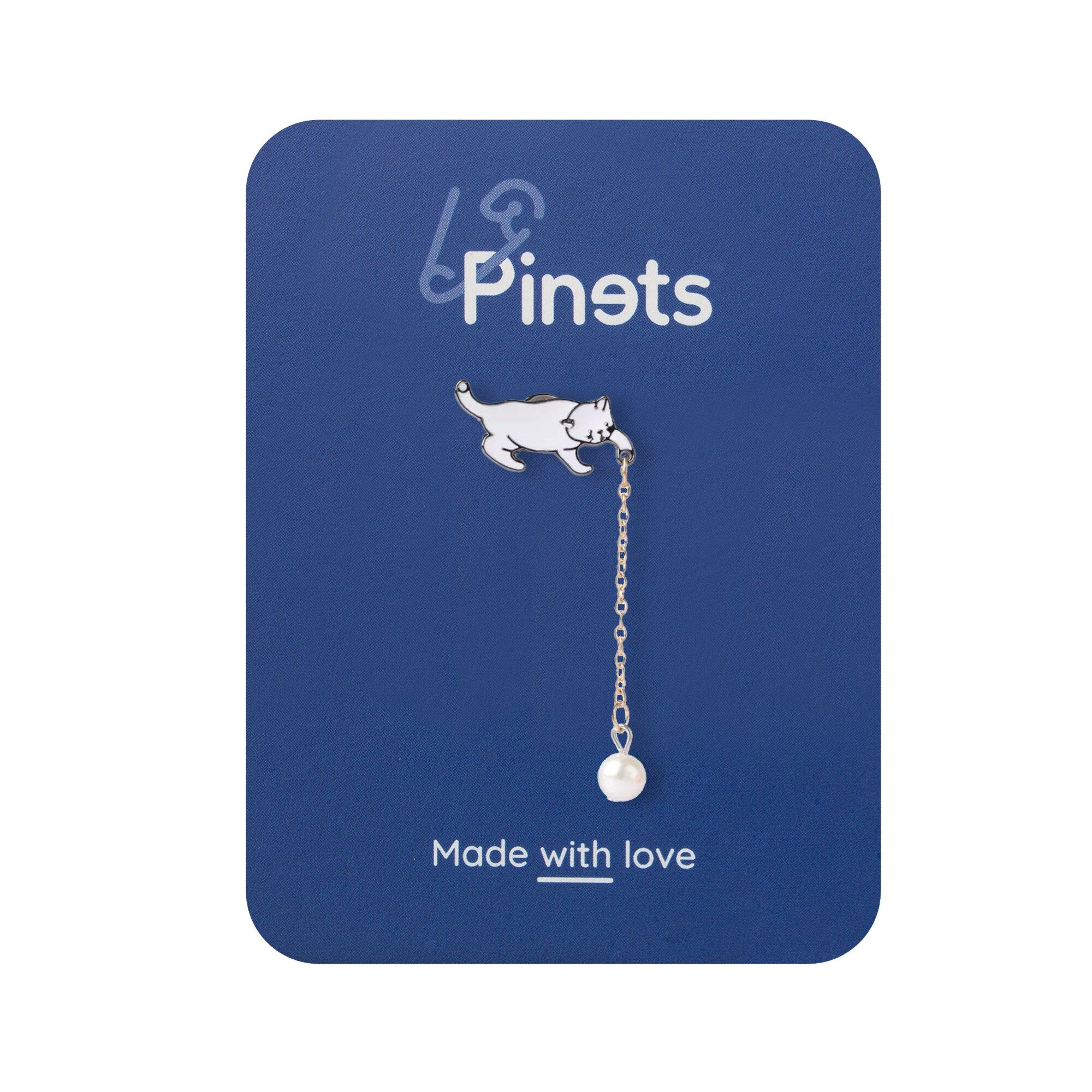 Pin brosa, PINETS, Pisica, Alb, 3 cm x 1.4 cm - eMAG.ro