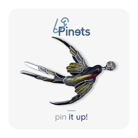 Brosa dama, PINETS, a inghiti, Argintiu, 7.0 cm x 5.5 cm - eMAG.ro