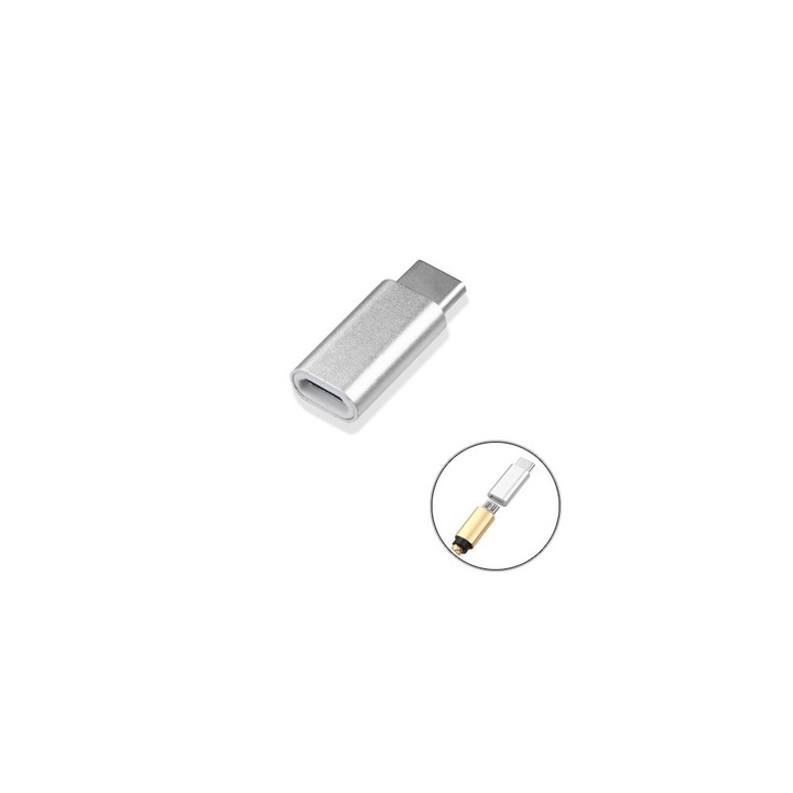 OTB micro USB anya - USB Type-C apa adapter, ezüstszín - eMAG.hu