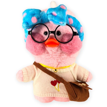 Jucarie de plus Rata LalaFanfan 30 cm, roz cu hainute si accesorii ...