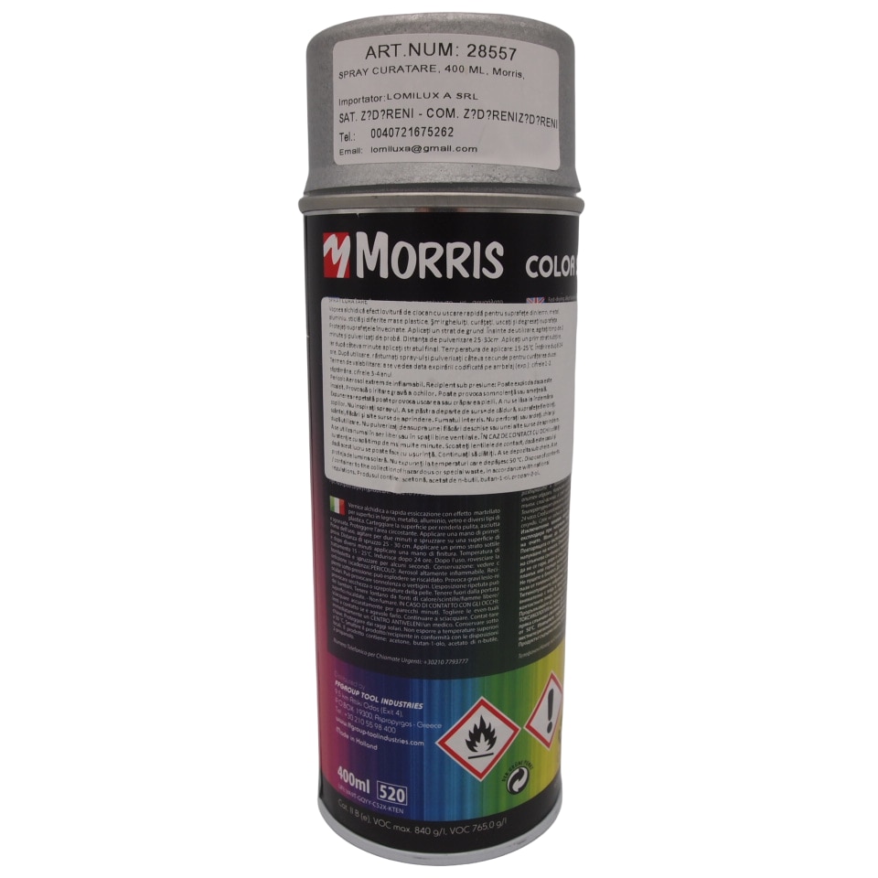 Алкиден цветен спрей, ефект на чук, сребрист, матов, 400 ml, Morris, за ...
