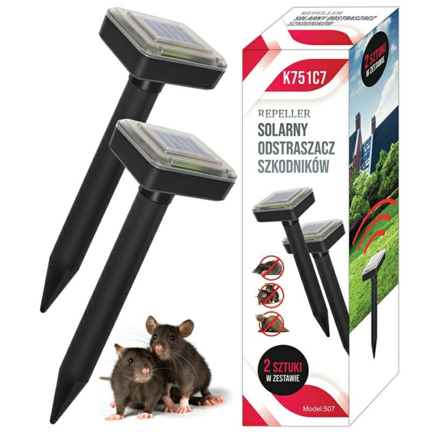 Set 2 Aparate Solare cu Ultrasunete Anti-Daunatori si Anti-Animale Mici ...