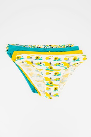 Etam, Set de chiloti de bmbac Lidya, 4 perechi, Verde, Galben, Crem, S ...