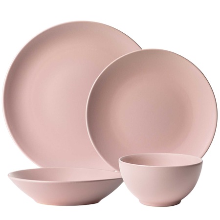 Set Complet Serviciu De Masa pentru o persoana, Pastel Pink, 4 piese ...