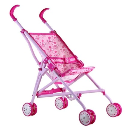 Carucior cu inimioare de papusi pentru fetite, roz, 60 x 25 cm - eMAG.ro