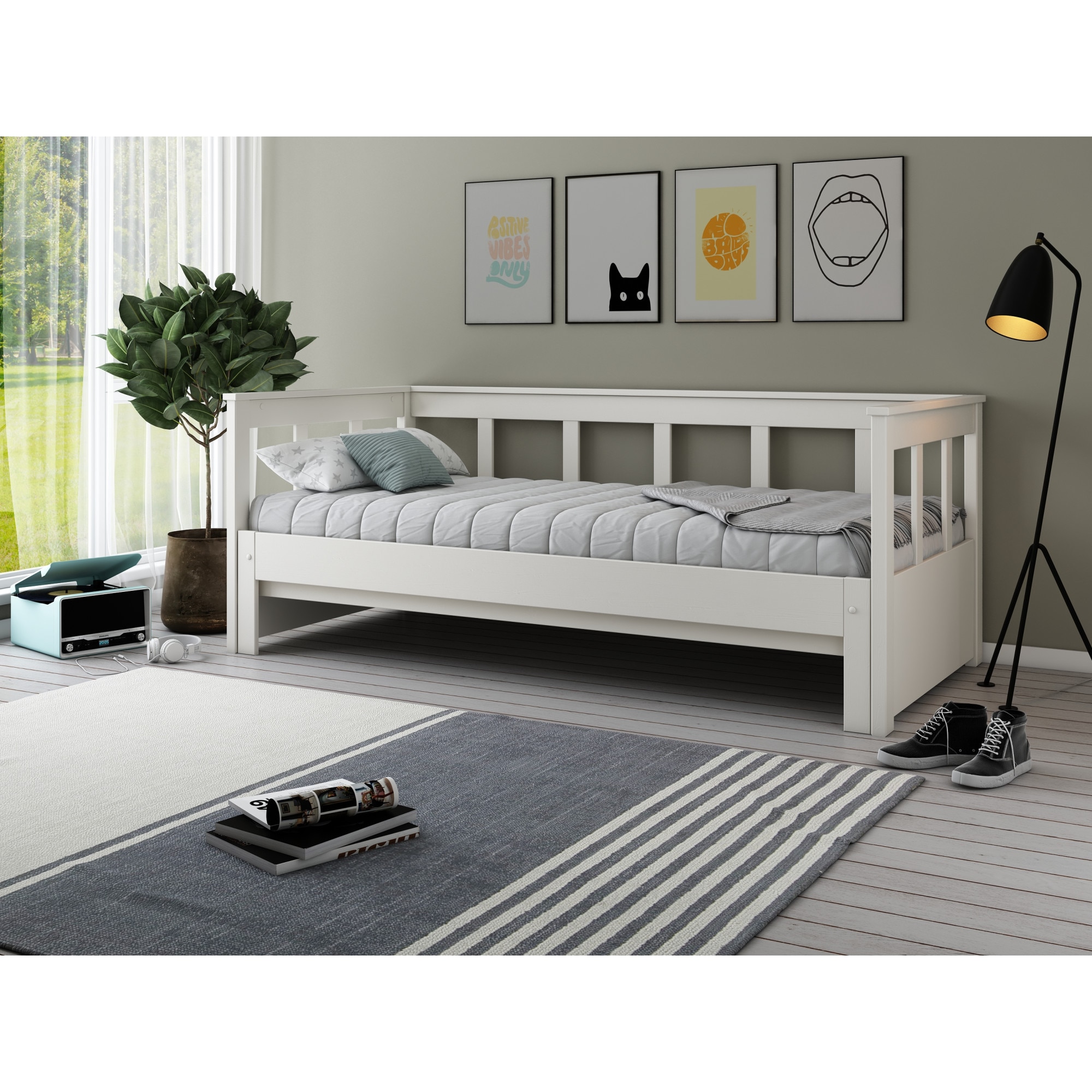 Pat extensibil Aira, alb, 90x200 cm - eMAG.ro