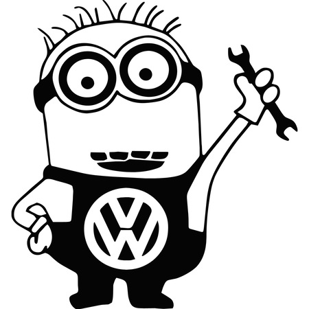 Sticker auto "Minion mecanic la volkswagen'', 18x17cm, Negru - eMAG.ro