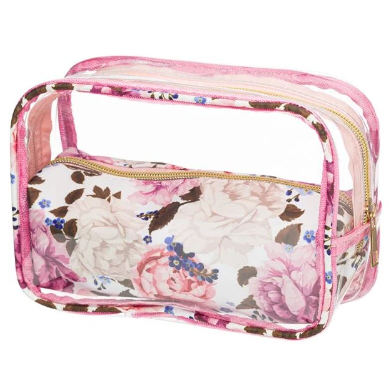 Set portfard cu design floral, Roz / transparent, 2 buc - eMAG.ro