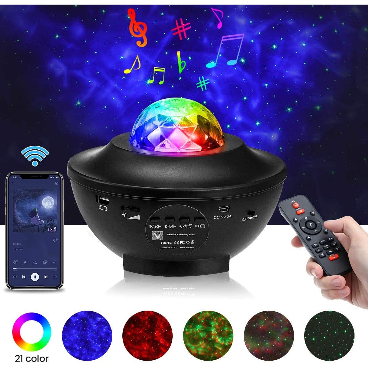 MECO gyerek projektor, 6W, USB, LED, Bluetooth, Fekete - eMAG.hu