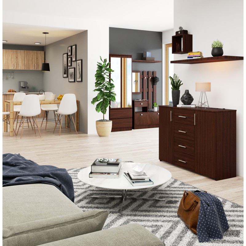 Comoda Akord Furniture Factory, 2 Usi/ 4 Sertare, 110 x 80 x 35 cm, Pal ...