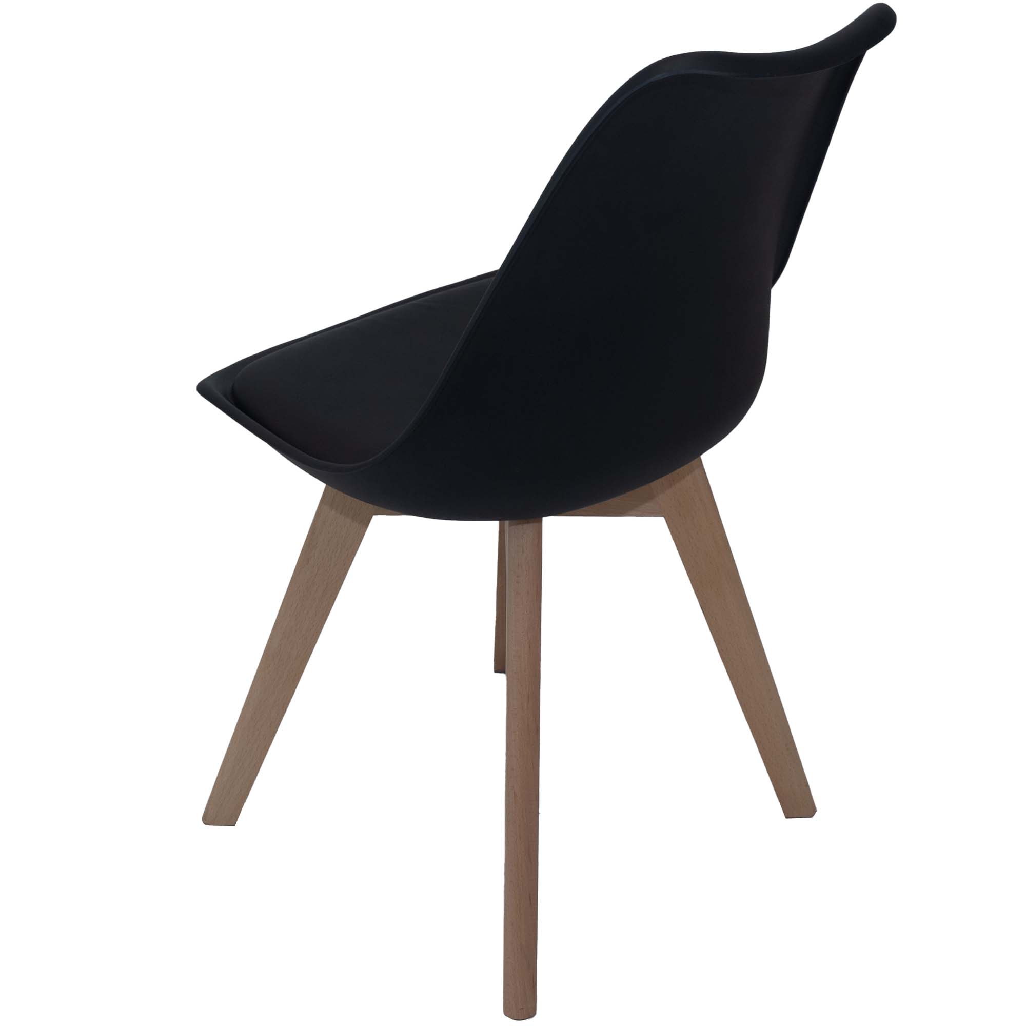 Set 4 scaune DENVER Stockholm, negru, model scandinav, sezut tip scoica ...