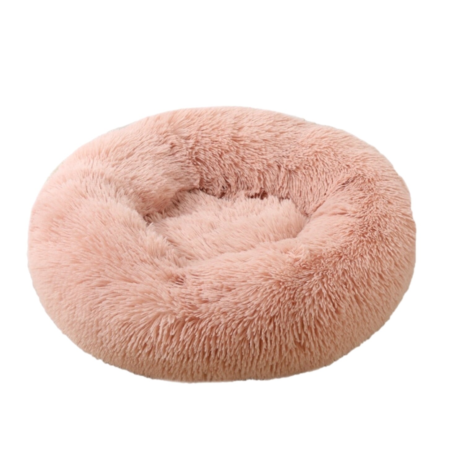 Patut rotund pufos pentru caini si pisici, 60cm, crem - eMAG.ro