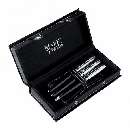 Set Stilou, Pix si Roller, Mark Twain, in cutie eleganta din Piele ...