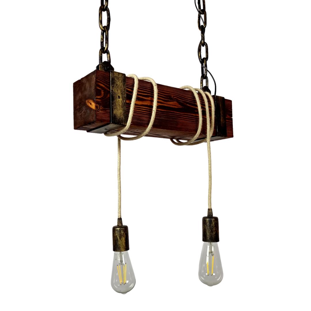 Lampa rustica, Kuznia Drewna, lungime 40 cm, bec E27 - eMAG.ro