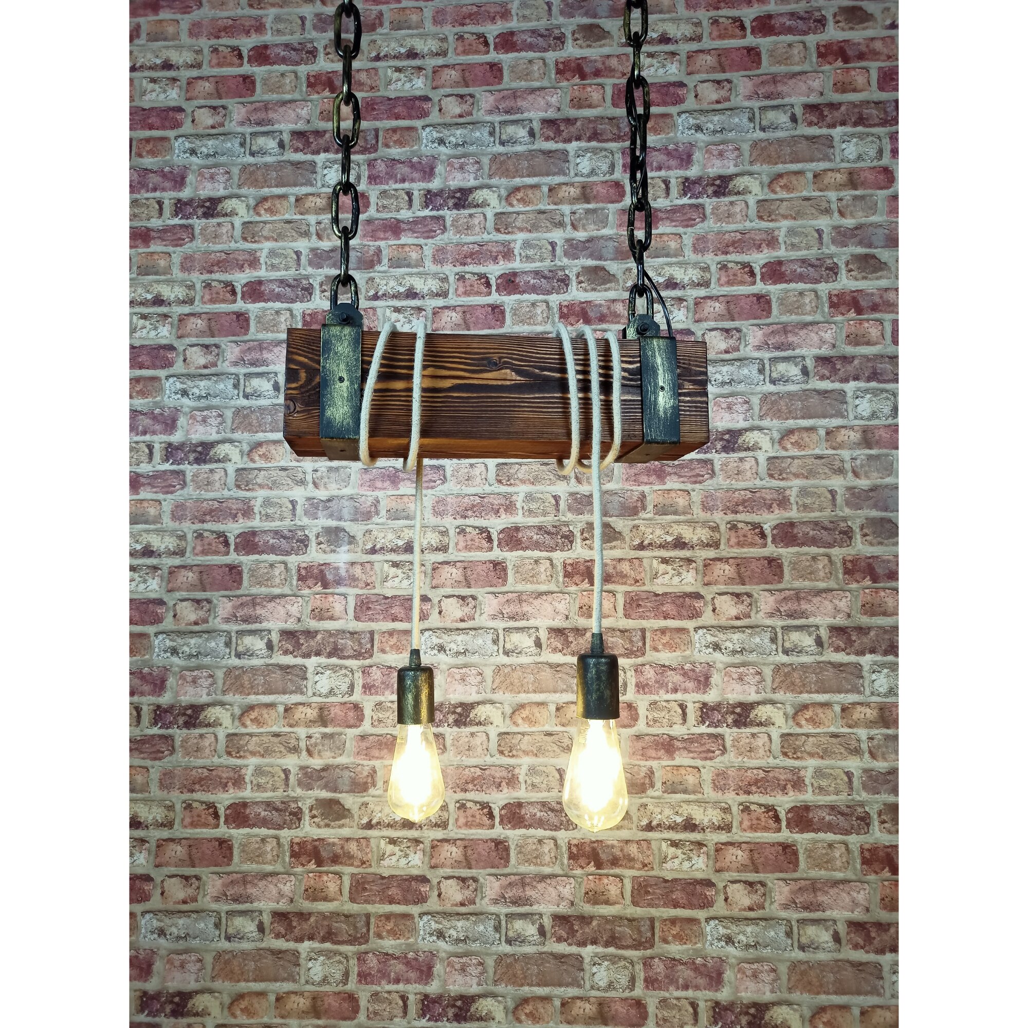Lampa rustica, Kuznia Drewna, lungime 40 cm, bec E27 - eMAG.ro