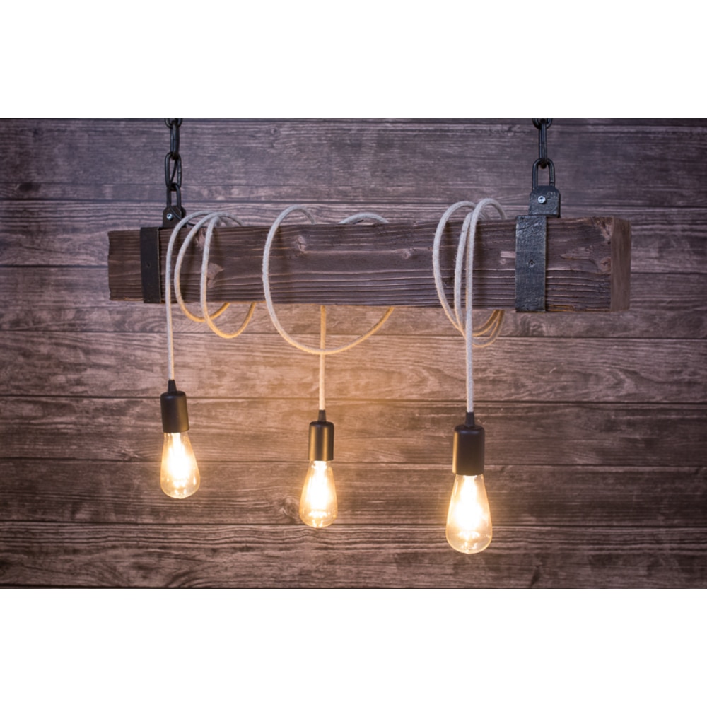 Lampa rustica, Kuznia Drewna, lungime 80 cm, bec E27 - eMAG.ro