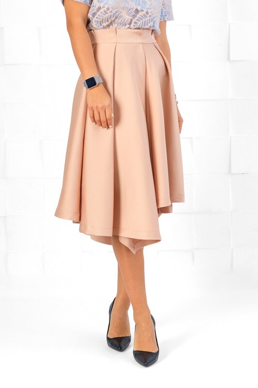 Fusta eleganta, Giorgal, circulara, Mari, roz pudra, 34EU - eMAG.ro