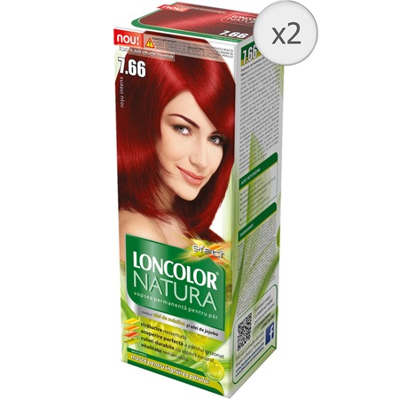 Промо пакет: 2 x Перманентна боя за коса Loncolor Natura 7.66 Intense ...