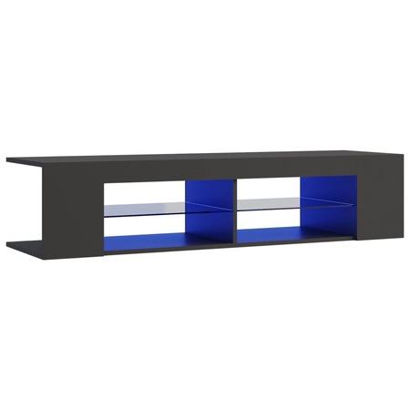 Comoda TV cu lumini LED, Lemn compozit, 135x39x30 cm, Gri - eMAG.ro