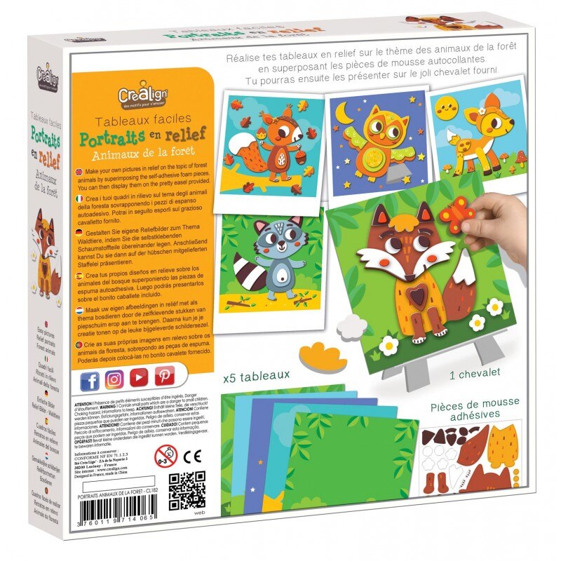 Joc creativ cu stickere, portrete in relief, animale din padure ...