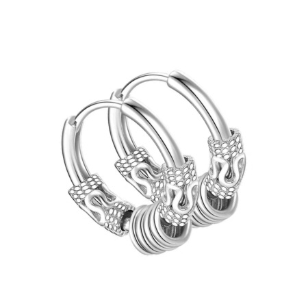 Cercel barbati Jumpto, veriga tip dragon, argintiu 14 mm - eMAG.ro