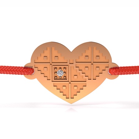 Bratara din aur roz cu snur rosu model Diamantul Romanesc - eMAG.ro