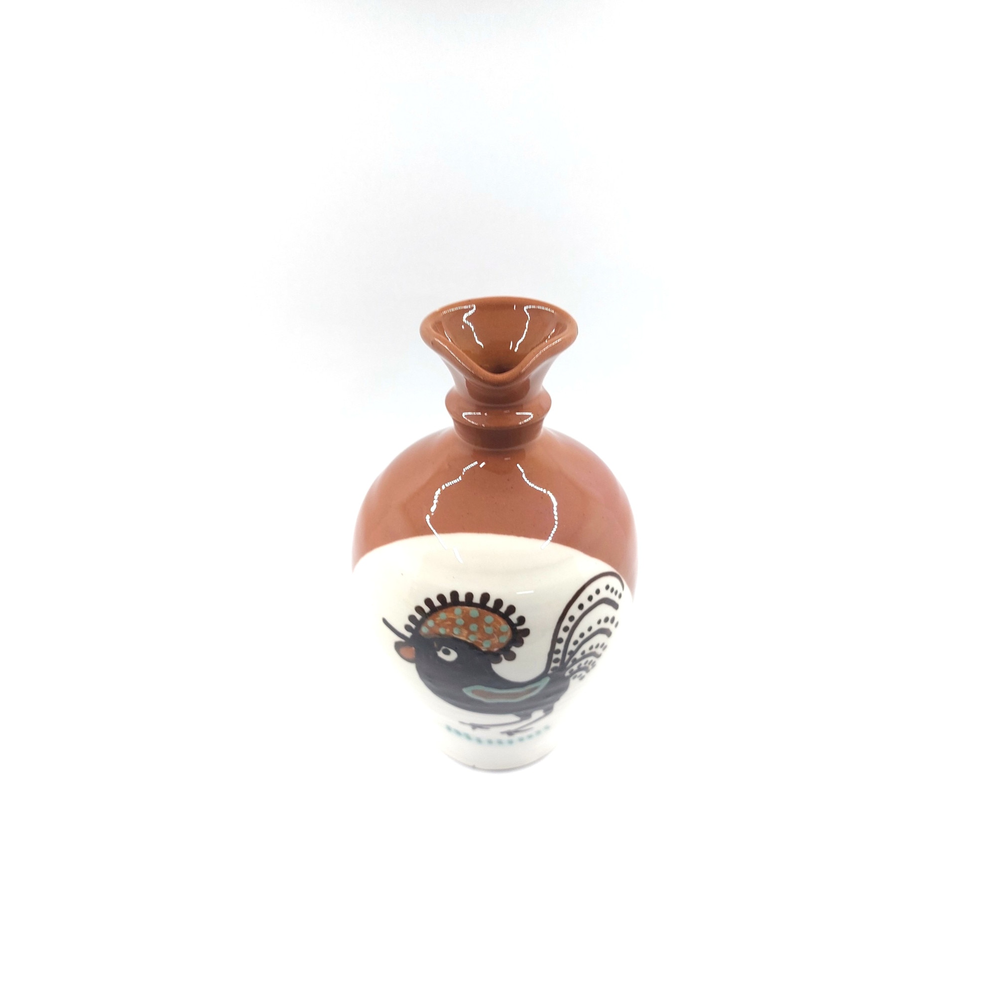 Ulcior din ceramica, traditional Horezu, glazurat, decor cu cocos, 1l ...