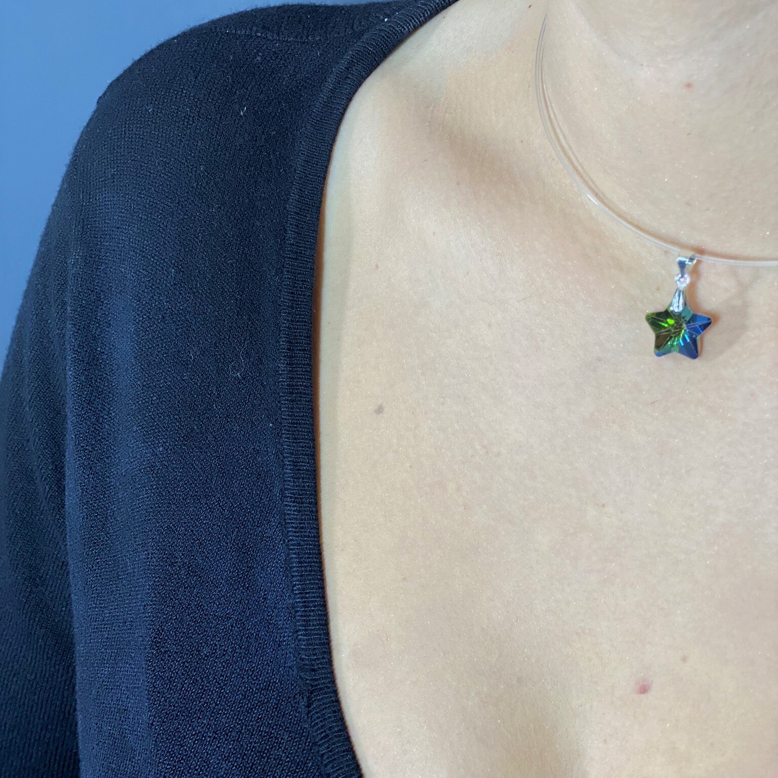 Colier din guta, la baza gatului, Zen Art, Pandantiv Sticla, Multicolor ...