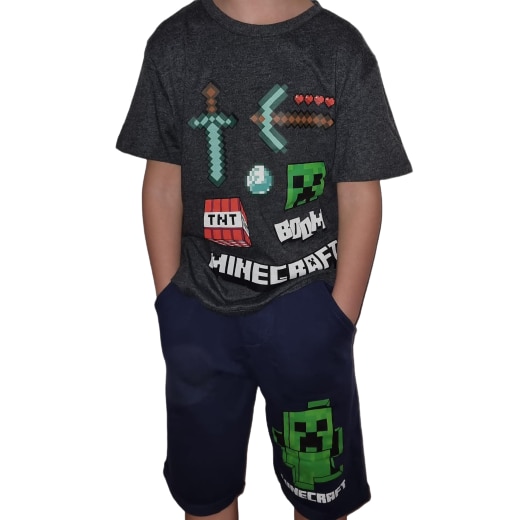 Tricou copii Minecraft, Sword Diamond, Pickaxe, Tnt Block Creeper Boom ...