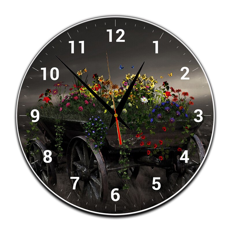 Ceas rotund Car cu flori 20x20 cm - eMAG.ro