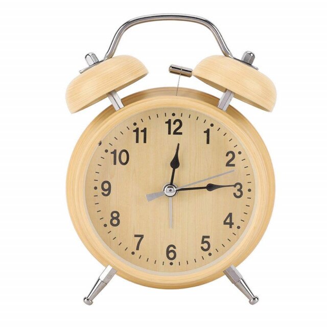 Ceas de masa desteptator Pufo Timber, metalic, 16 cm, maro - eMAG.ro