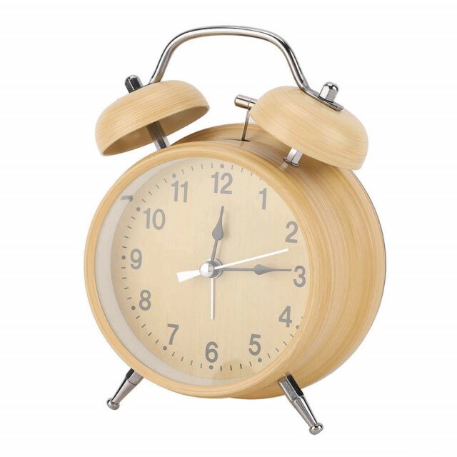 Ceas de masa desteptator Pufo Timber, metalic, 16 cm, maro - eMAG.ro