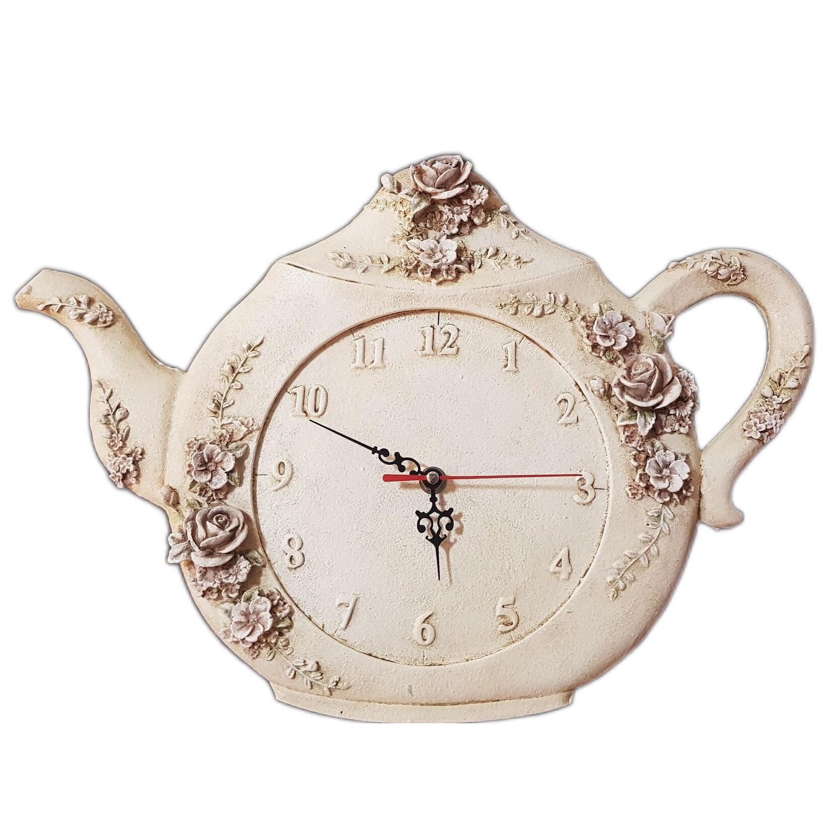 Ceas de perete crem, model vintage, forma ceainic 40cm rasina ...